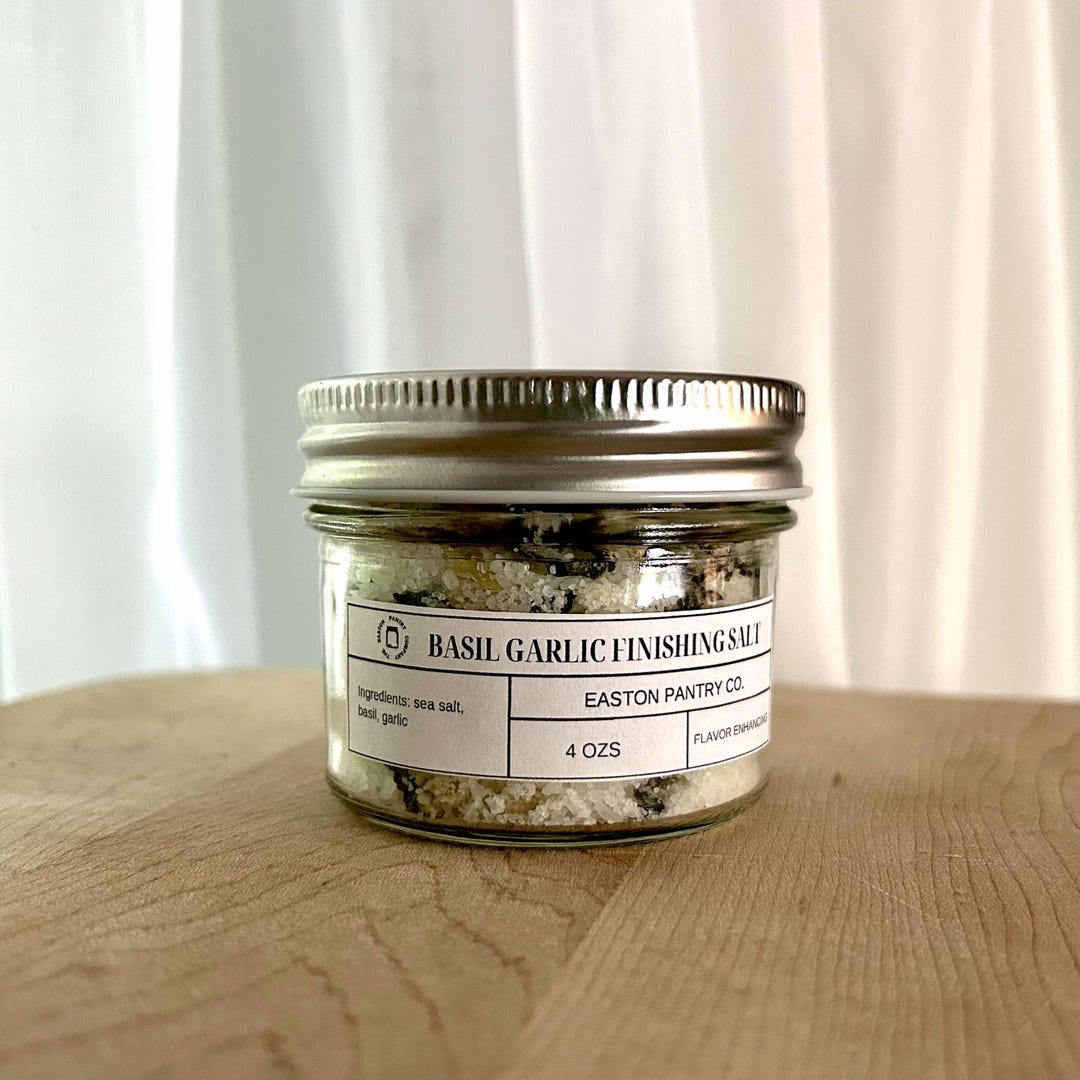 Basil Garlic Finishing Sea Salt | 4 Oz Jar - Etsy