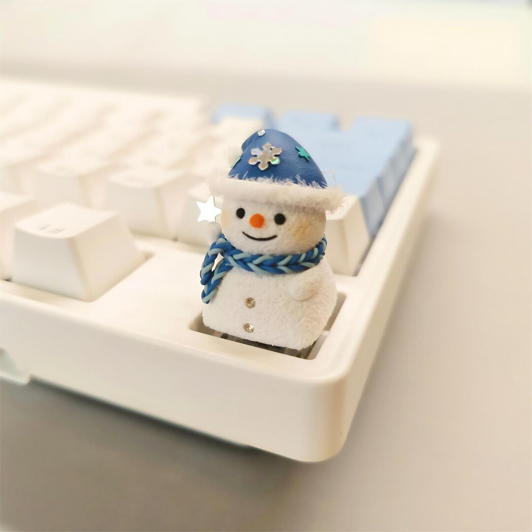 Adorable Snowman Artisan Keycap - Deeply Detailed Clay Handmade - Cute ...
