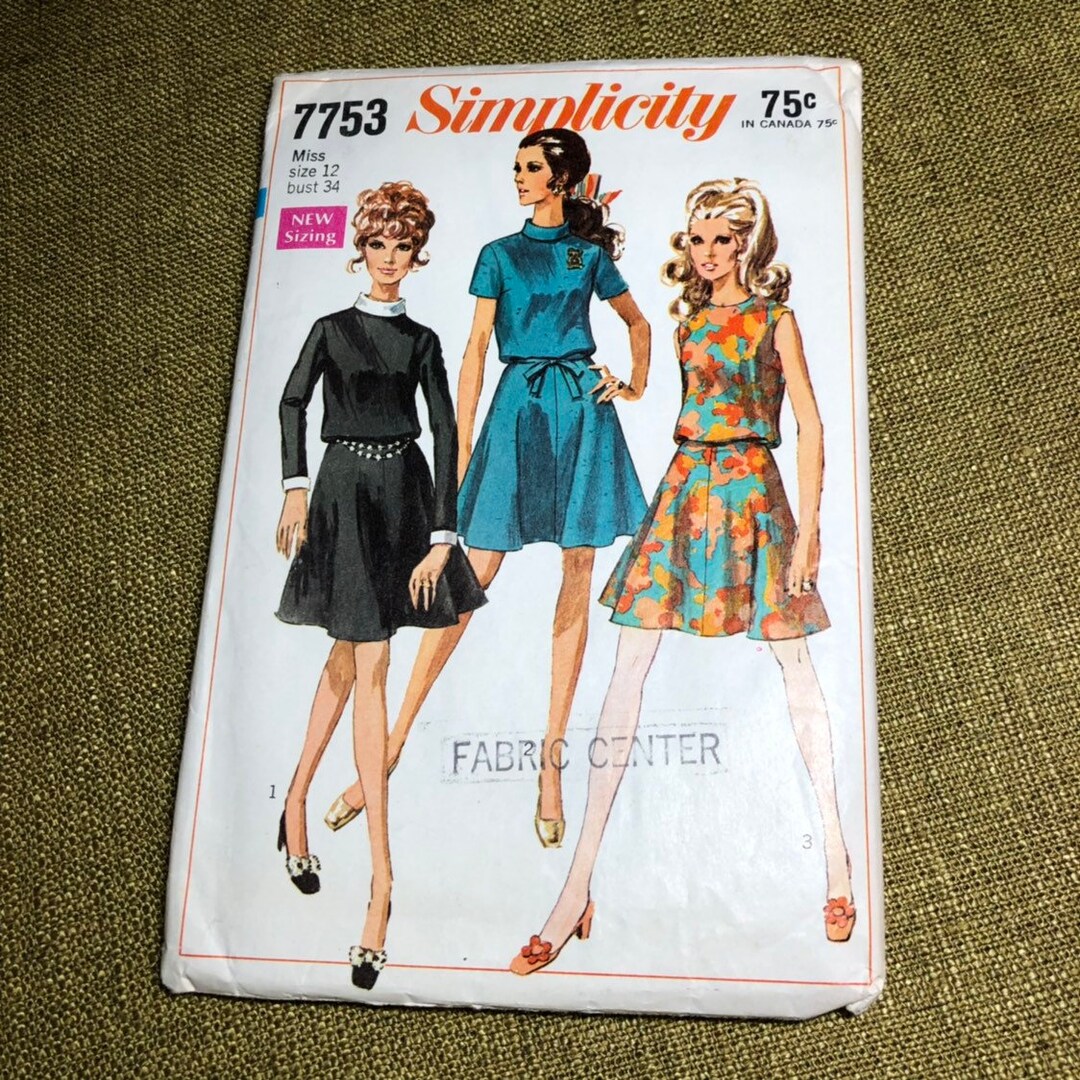 Vintage 1968 Simplicity Dress Pattern 7753 Miss Size 12 Bust 34" - Etsy