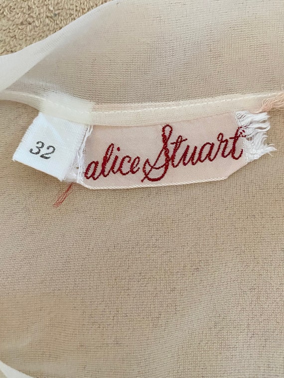 Vintage Nylon Blouse 1960s White Alice Stuart Size 32 - Gem