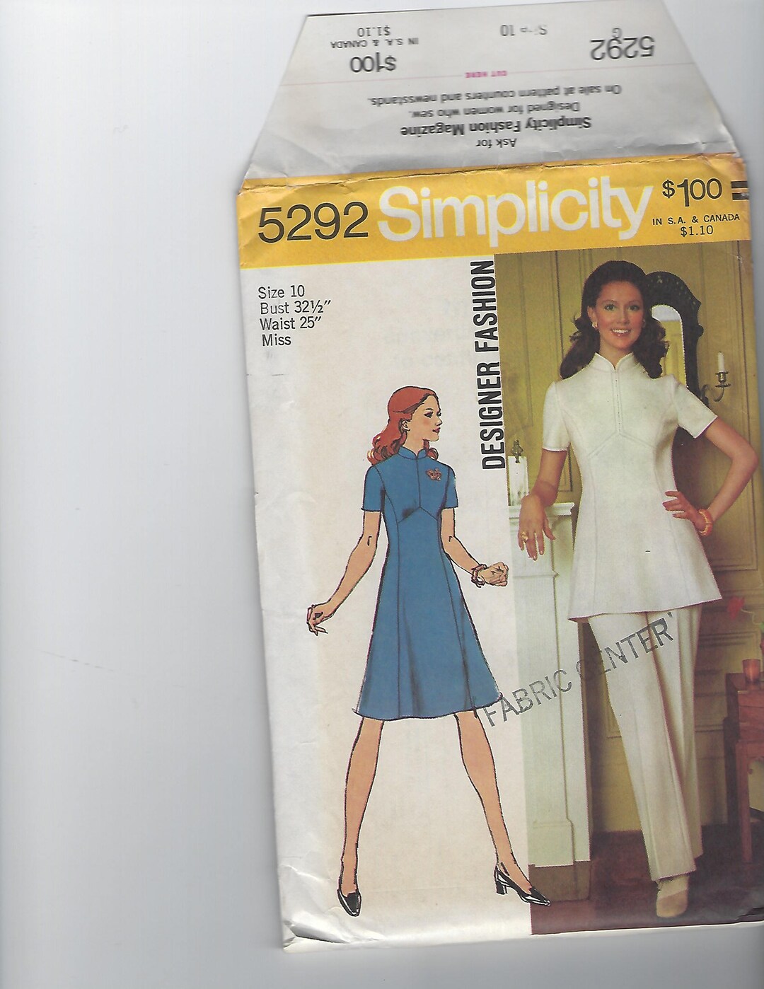 Vintage 1972 Simplicity Dress and 2 Piece Dress Pattern 9761 Miss Size ...