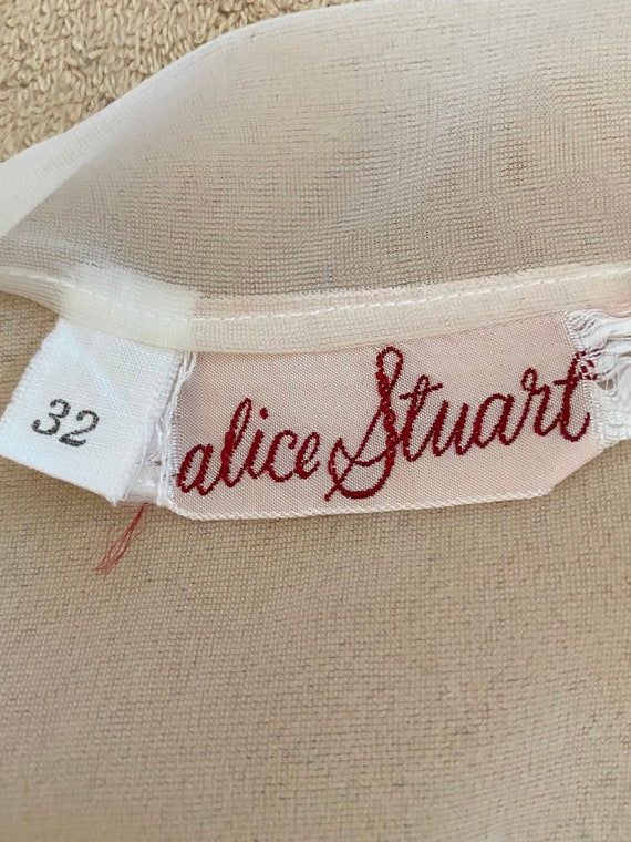 Vintage Nylon Blouse 1960s White Alice Stuart Size 32 - Gem