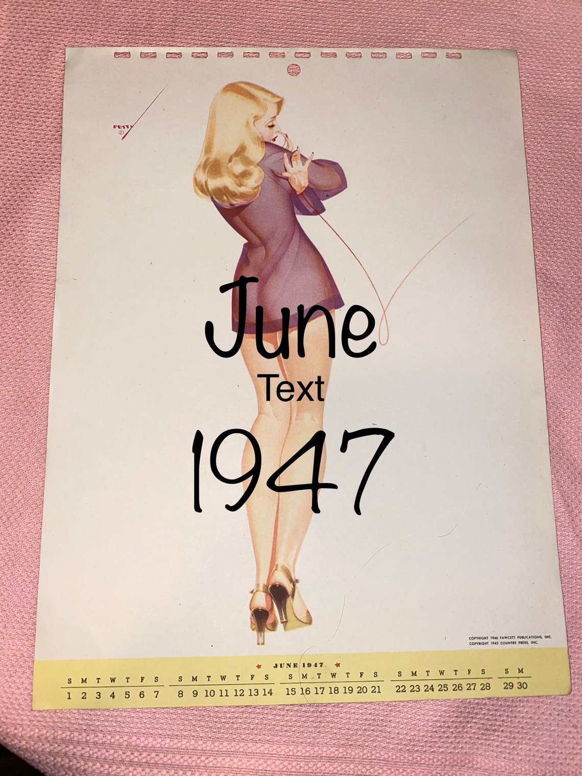 Vintage Original Page June 1947 Petty Girl Calendar Page - Etsy