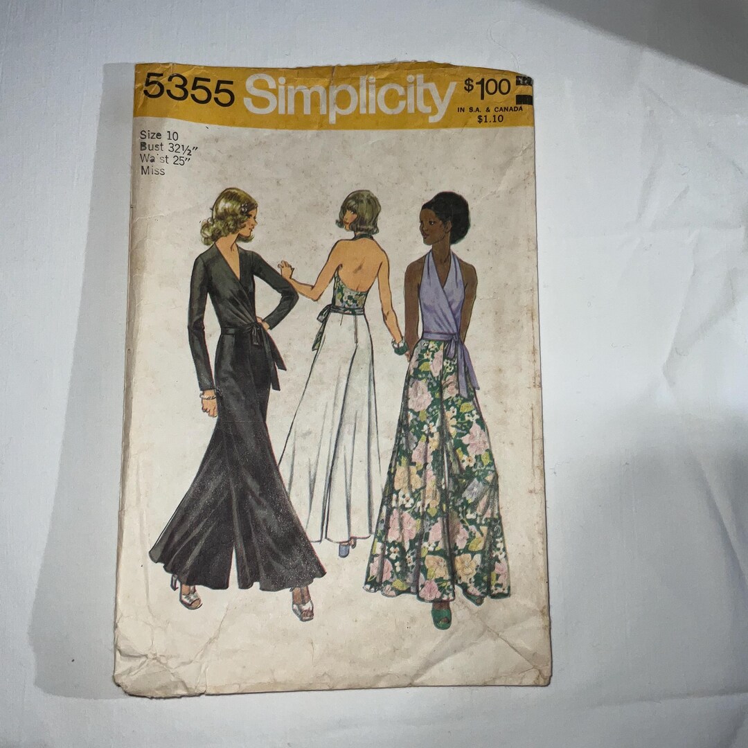 Vintage 1972 Simplicity Halter Top Vest and Wide Leg Pants Size 10 Miss ...