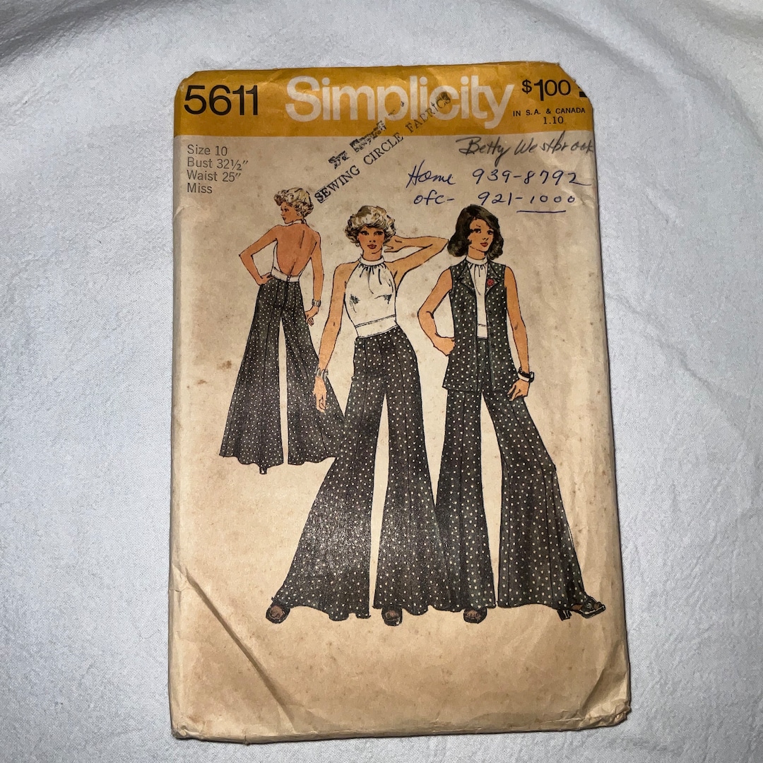 Vintage 1972 Simplicity Halter Top Vest and Wide Leg Pants Size 10 Miss ...