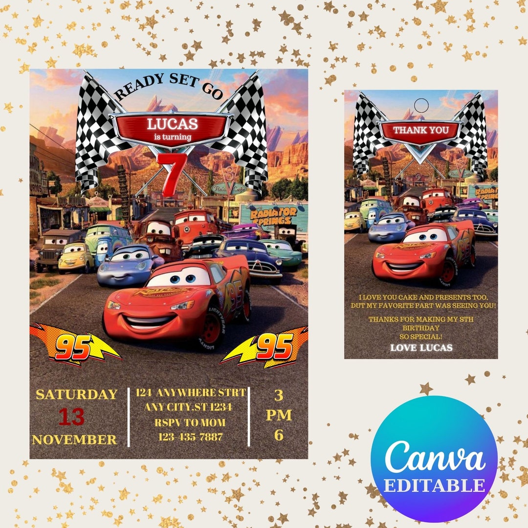 Invitación De Cumpleaños De Cars Invitación De Rayo Mcqueen