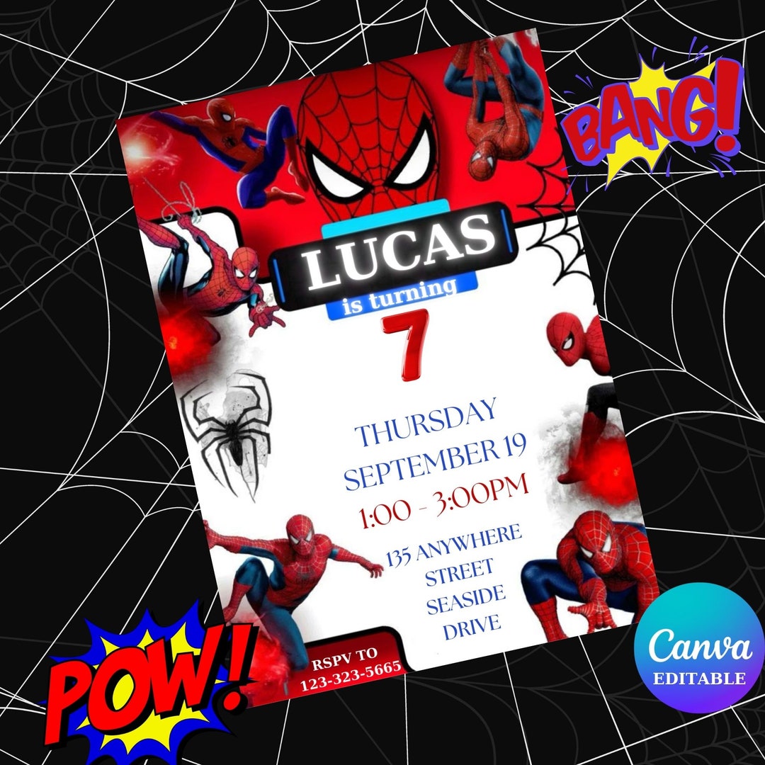 Spider Man Invitation, Spider-man Boys Birthday Party Digital ...