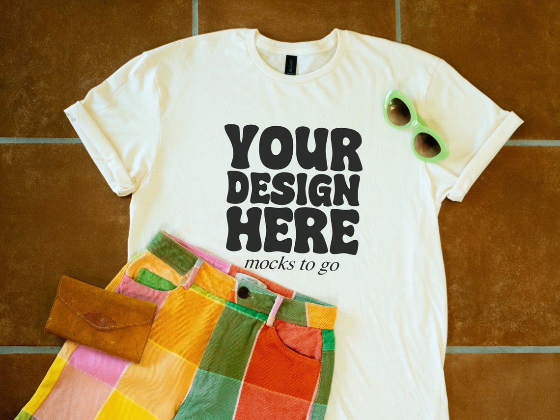 Gildan 64000 Softstyle T Shirt Mockup | White | Flatlay T Shirt Mockup ...