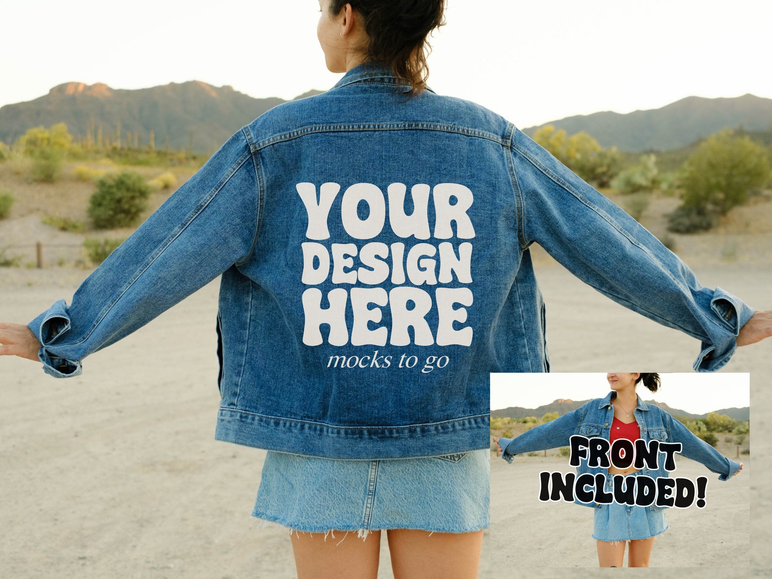 MWW Denim Jacket Mockup Oversized Jean Jacket Mockup Nature Outdoorsy ...