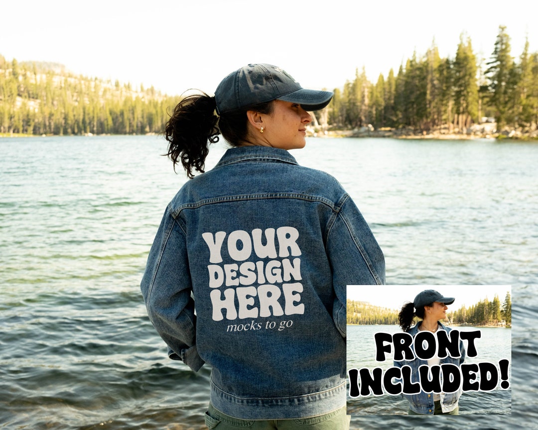 MWW Denim Jacket Mockup | Women's | Oversized Jacket Mockup | Outdoors ...