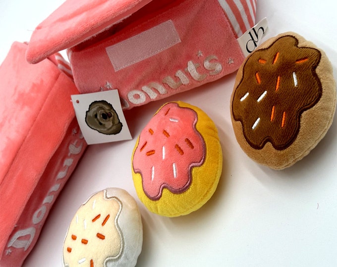 Dh Doodle Squeaky Dog Donuts, Dog Toys, Donuts Box of 3, New Dog Gift ...