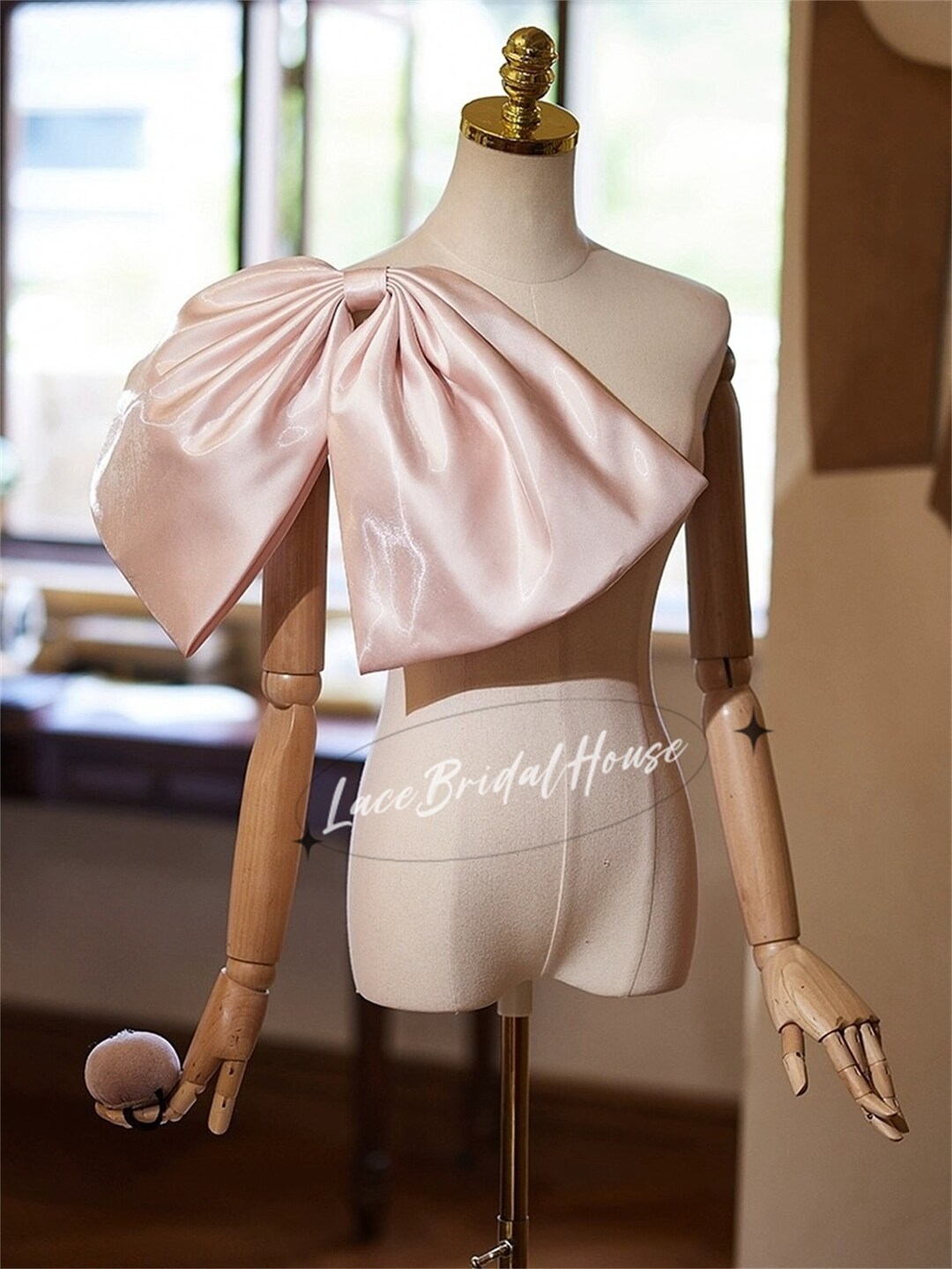 High-end Pink Satin Bridal Bow. Wedding Dress Detachable Bow. Prom Gown ...