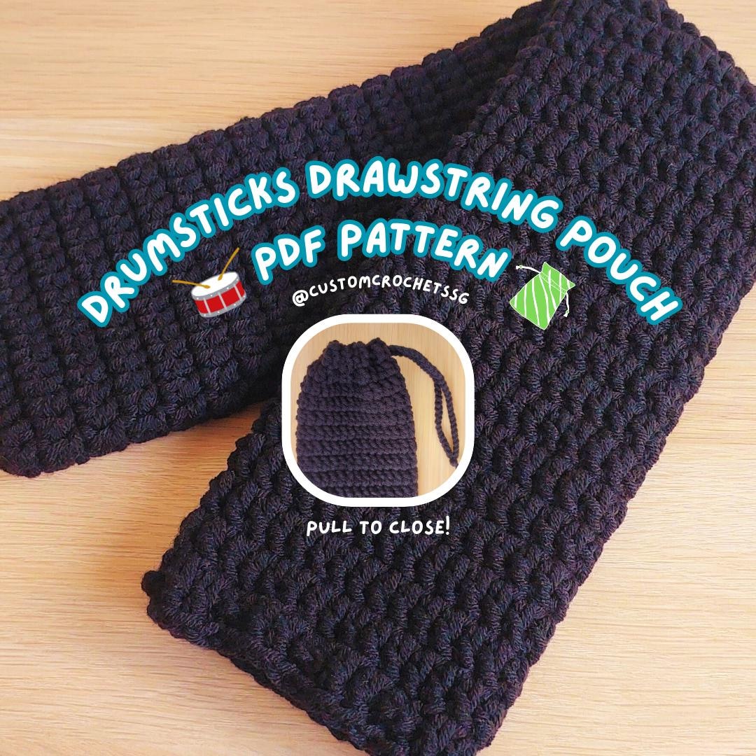 Drumsticks Drawstring Pouch Pattern | Crochet | Drummer | Music ...