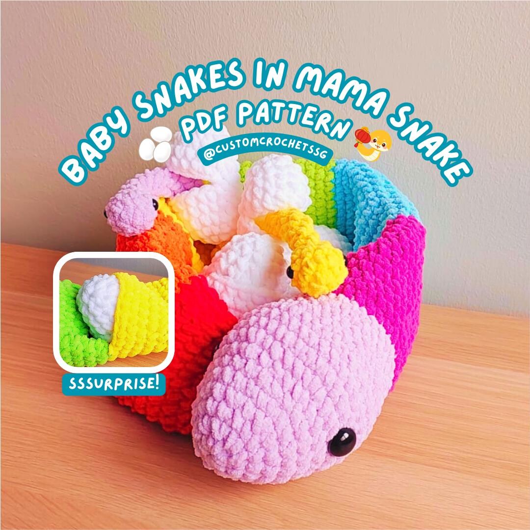 Baby Snakes in Mama Snake PDF Pattern | Snake Crochet Pattern | Snake ...