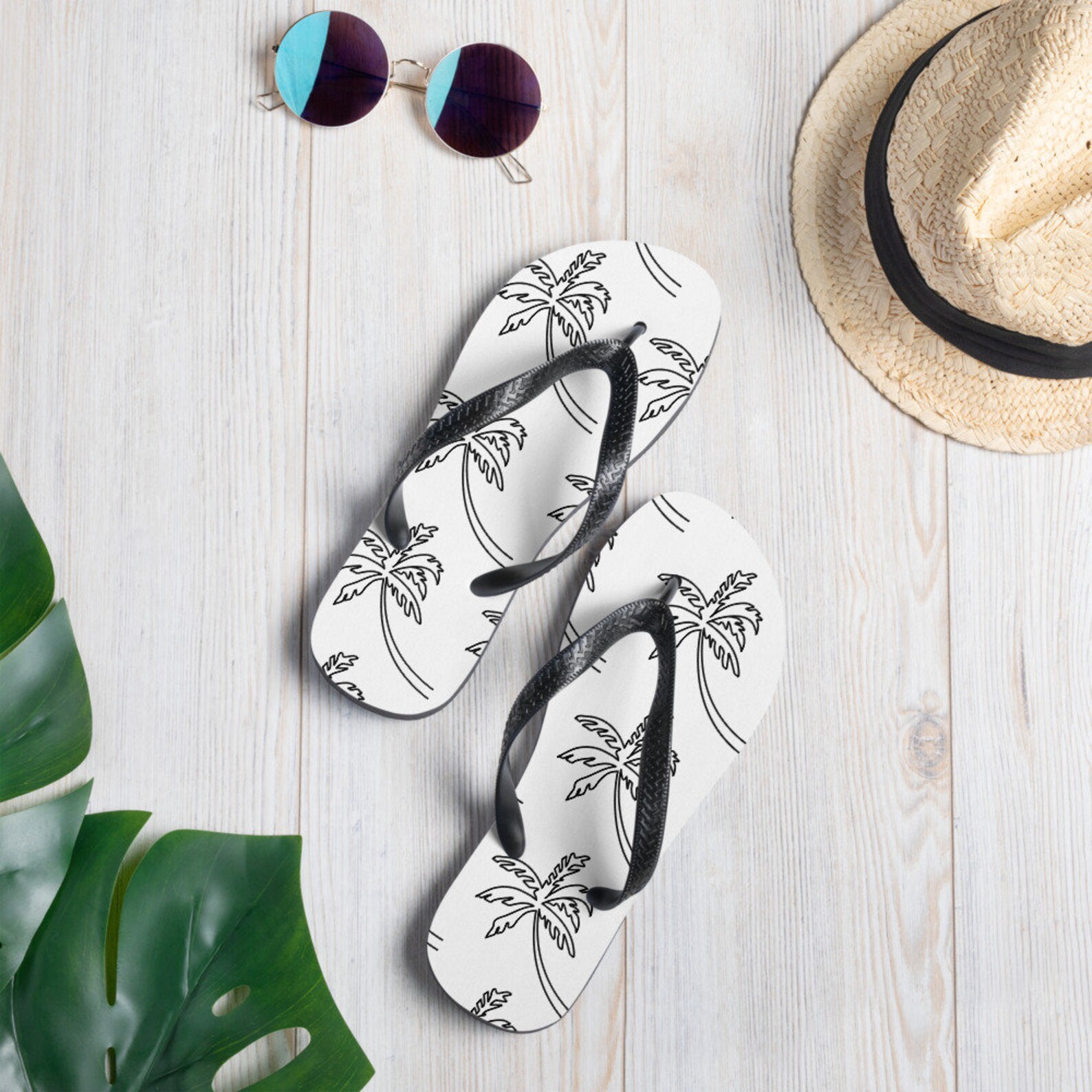 Palm Tree Flip Flops - Etsy