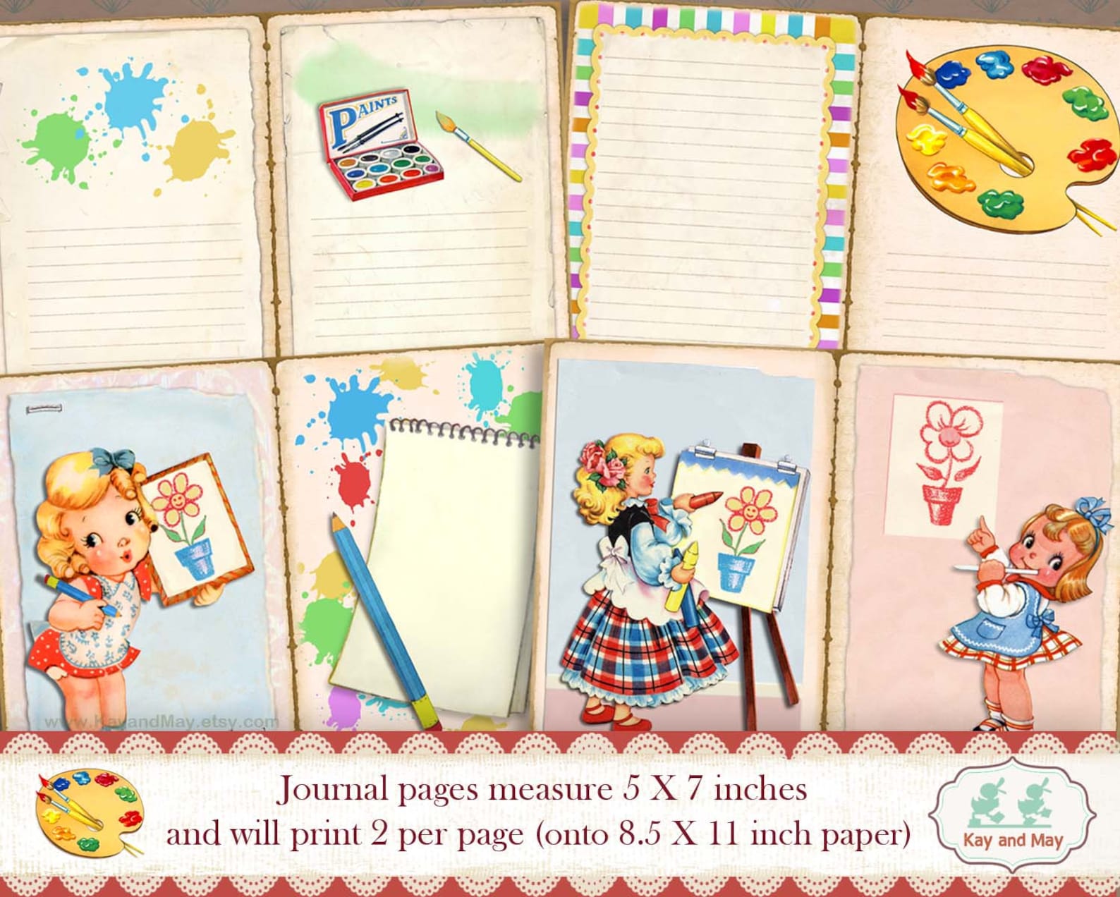 Printable Journal Kit ART Journal Creative Journal Retro | Etsy