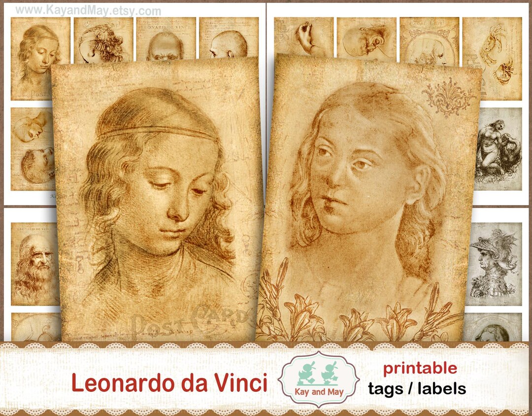 LEONARDO DA VINCI Printable Cards / Collage Sheets Digital Images ...