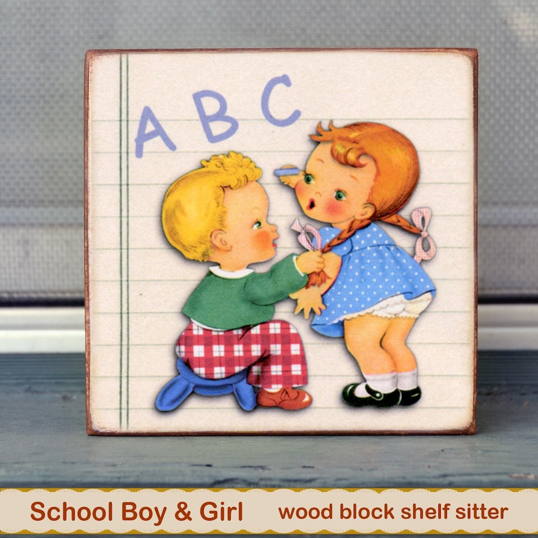 School Boy and Girl Shelf Sitter / Cute Small Classroom Art for Teacher ...