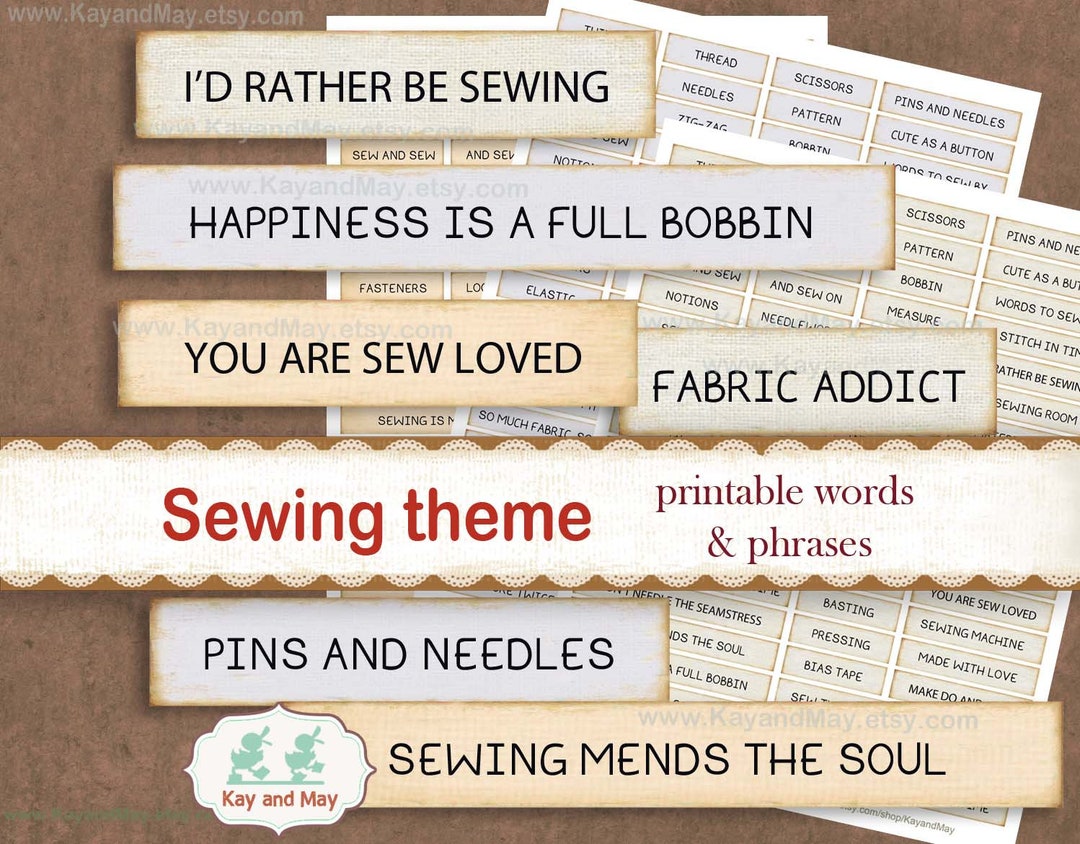 SEWING Journal Words, Printable Words and Phrases, Sewing Theme Junk ...