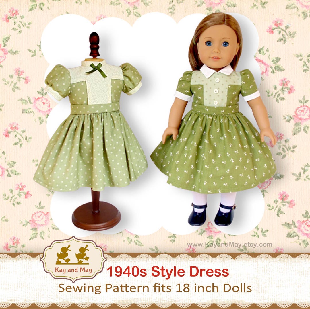 Molly or Emily 1940s Style Sewing Pattern / Fits 18 Inch AG Doll / Doll ...