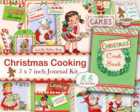 CHRISTMAS COOKING junk journal kit - printable Christmas journal pages ...