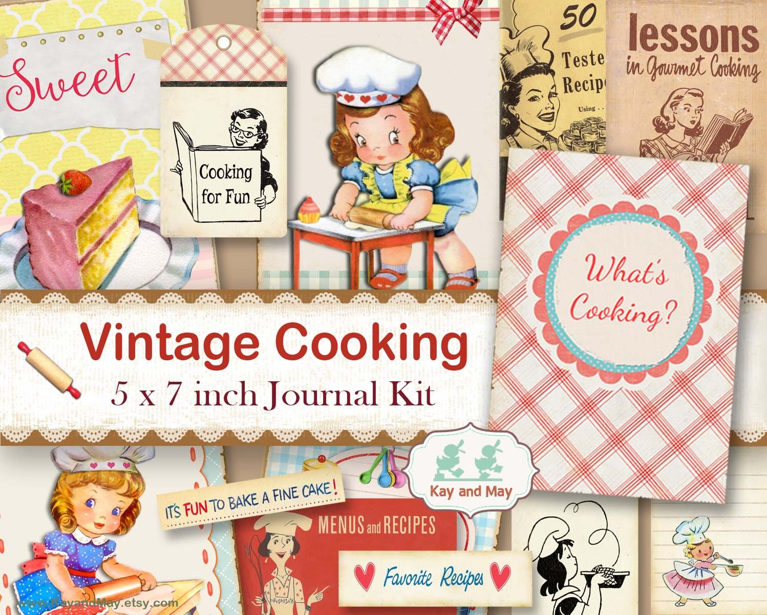 COOKING Junk Journal Kit - Vintage Baking Journal Pages - Printable ...