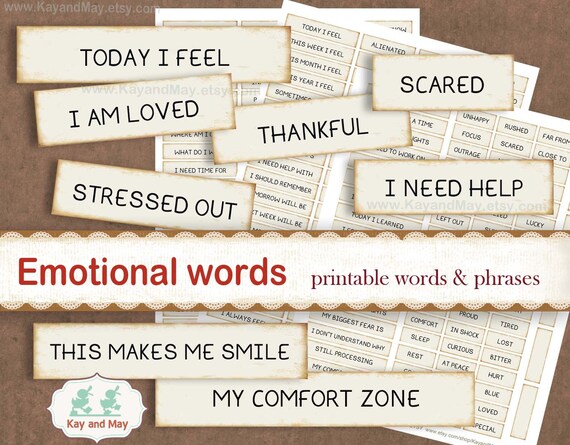 EMOTIONS & FEELINGS printable words, journal of thoughts, diary words ...