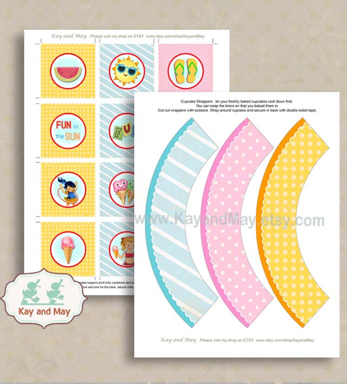 SUMMER Cupcake Toppers Cupcake Wrappers Printable Beach - Etsy
