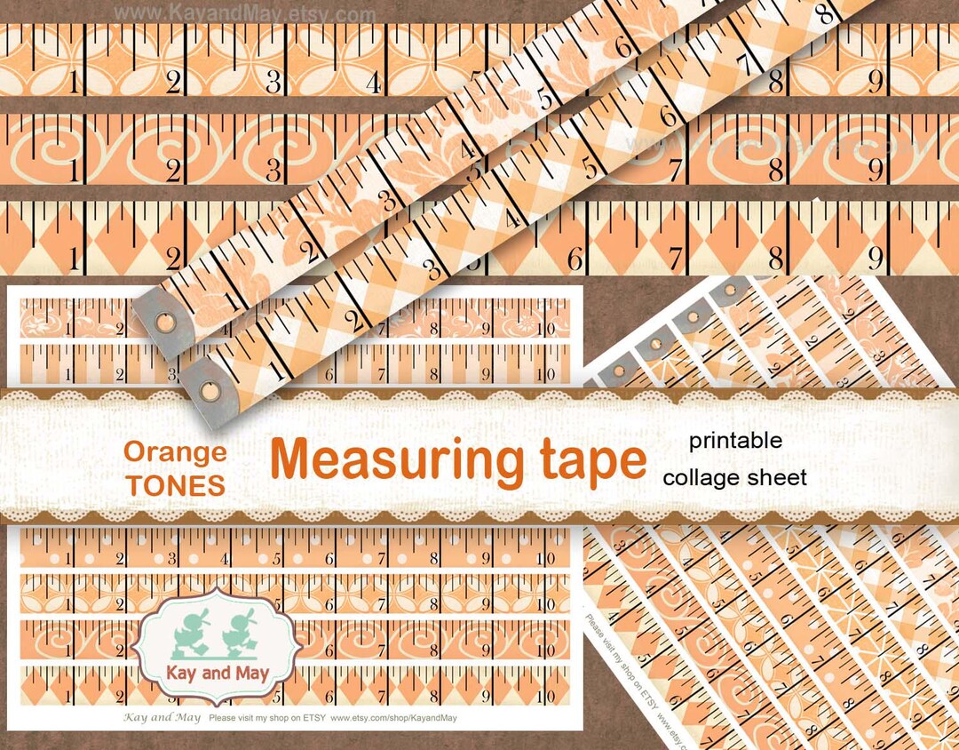 ORANGE Printable Measuring Tape / Collage Sheet Rulers / Sewing Journal ...