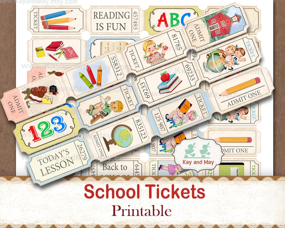 Vintage School Ticket Strips: Retro Printable Ephemera (digital ...