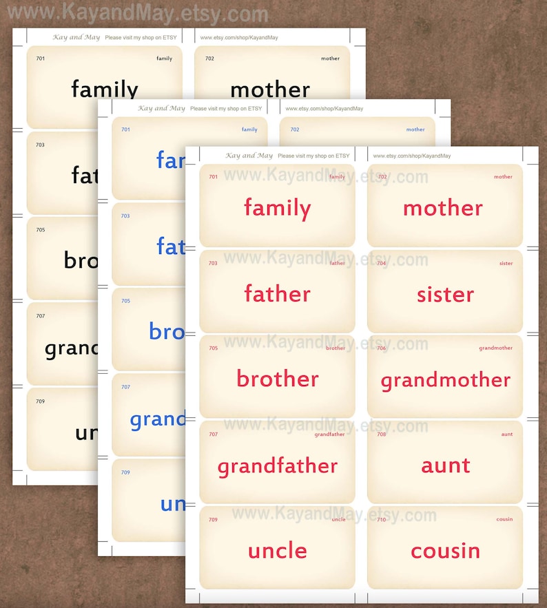 Vocabulary Word Flash Cards: Printable Family Journal Tags Scrapbook ...
