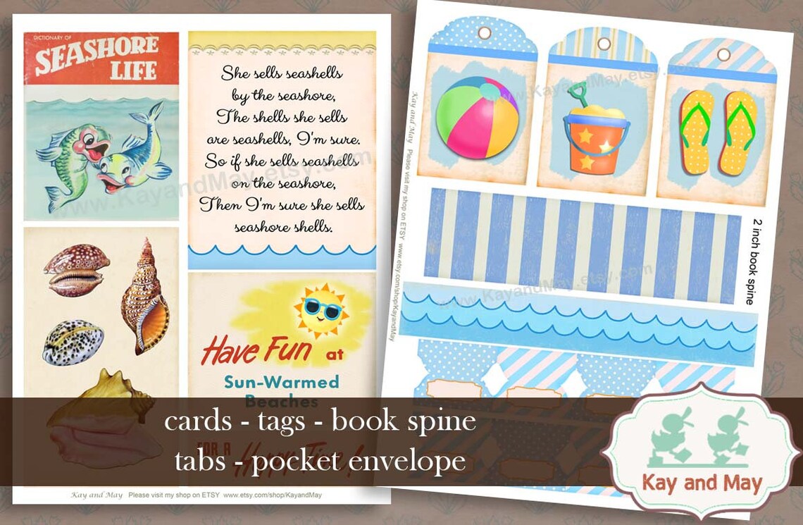 SUMMER Printable Junk Journal Kit Cute Retro Beach Journal - Etsy