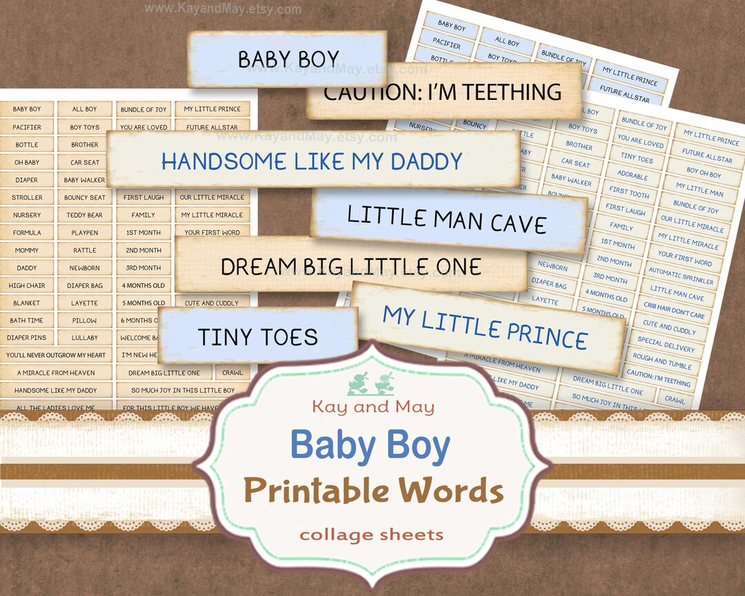 Baby Boy Journaling Words for Junk Journal & Scrapbook Printable ...