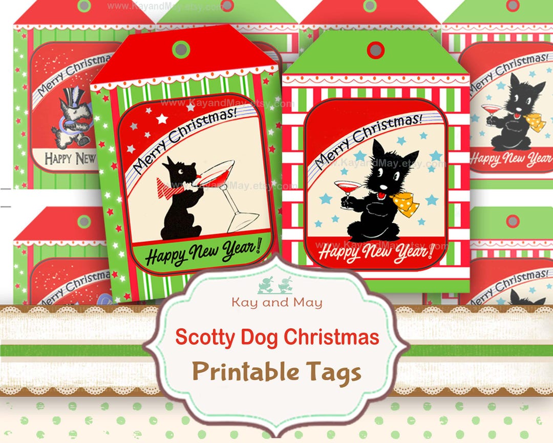 SCOTTIE DOGS Christmas New Year Printable Gift Tags Scotty Dog ...