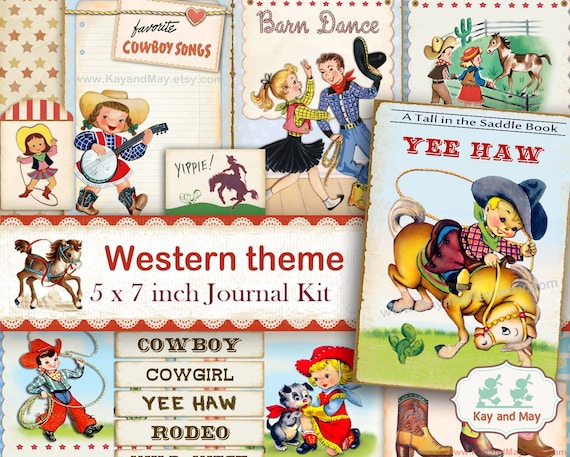WESTERN junk journal kit, cowboy, cowgirl, horse junk journal kit ...