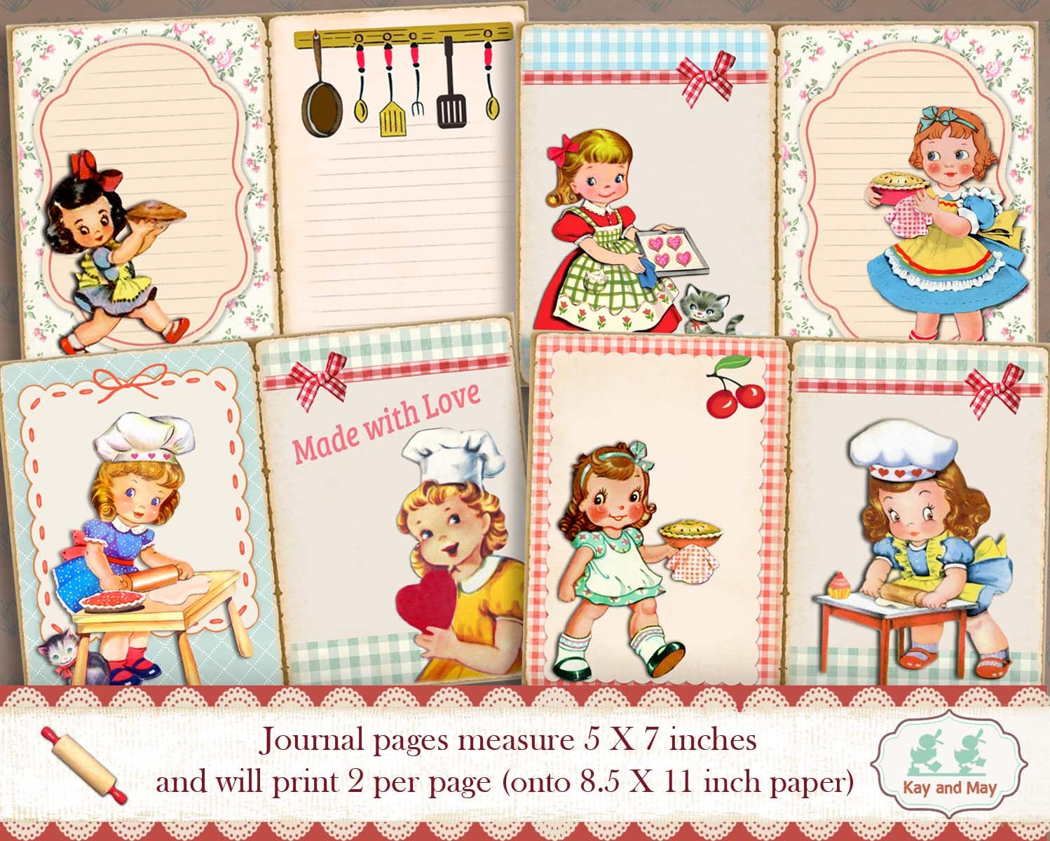 COOKING Junk Journal Kit - Vintage Baking Journal Pages - Printable ...