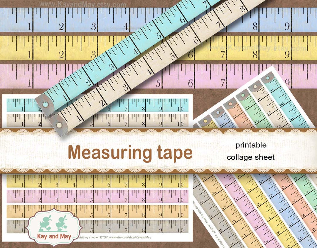 Measuring Tape Printable Collage Sheet: Sewing Junk Journal ...