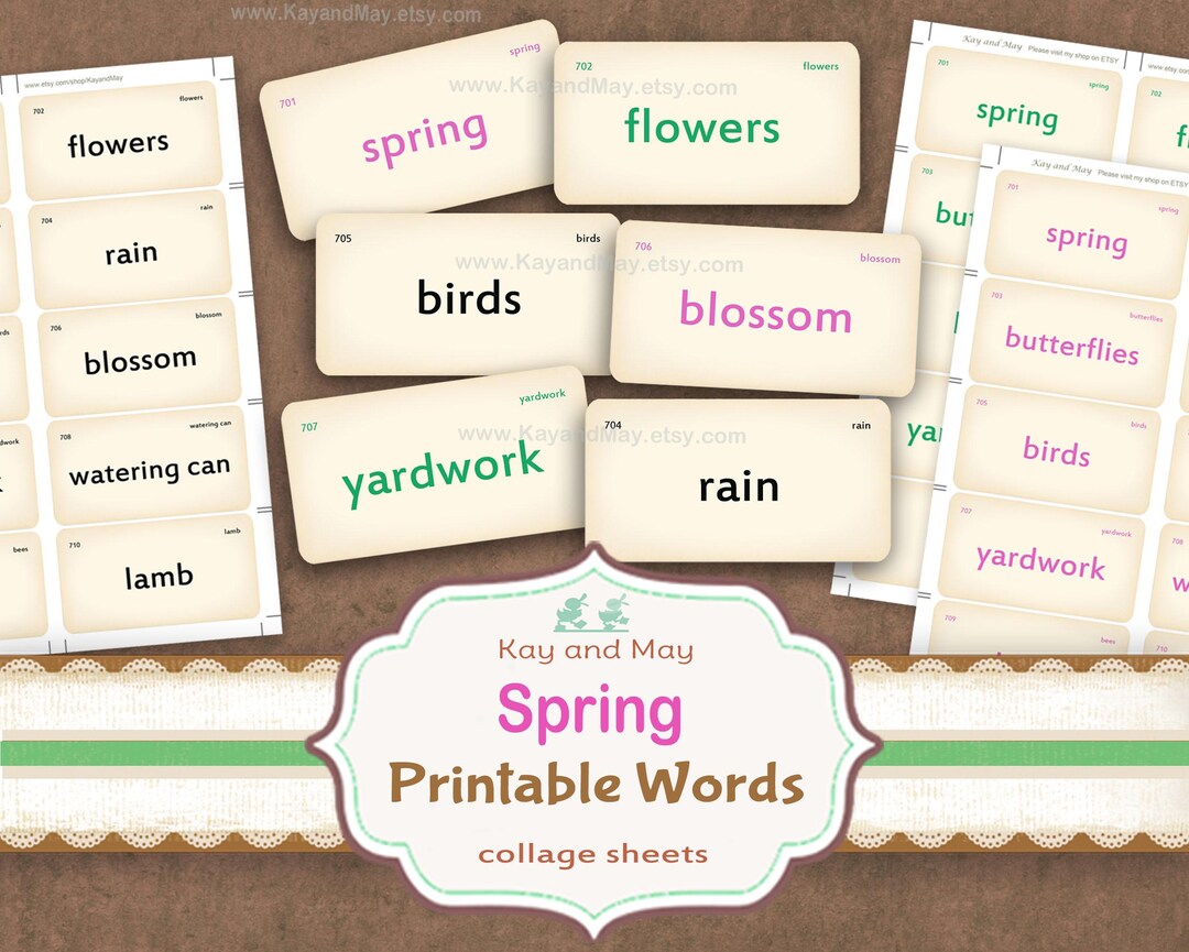 Spring Vocabulary Flashcards Printable Word Cards Junk Journal ...