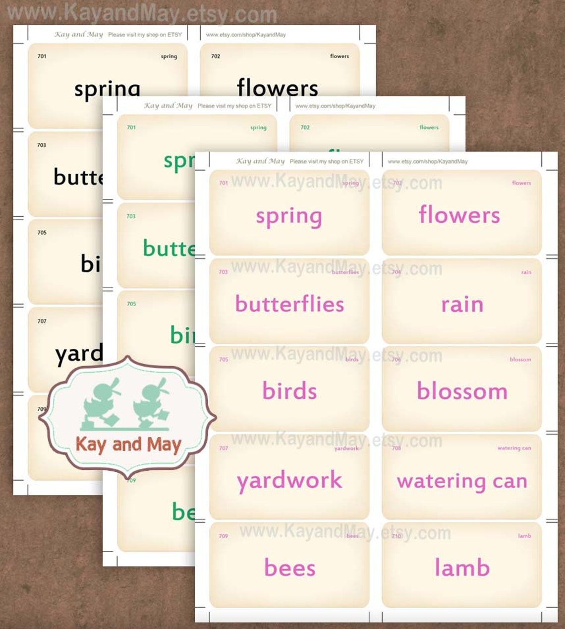 Spring Vocabulary Flashcards Printable Word Cards Junk Journal ...