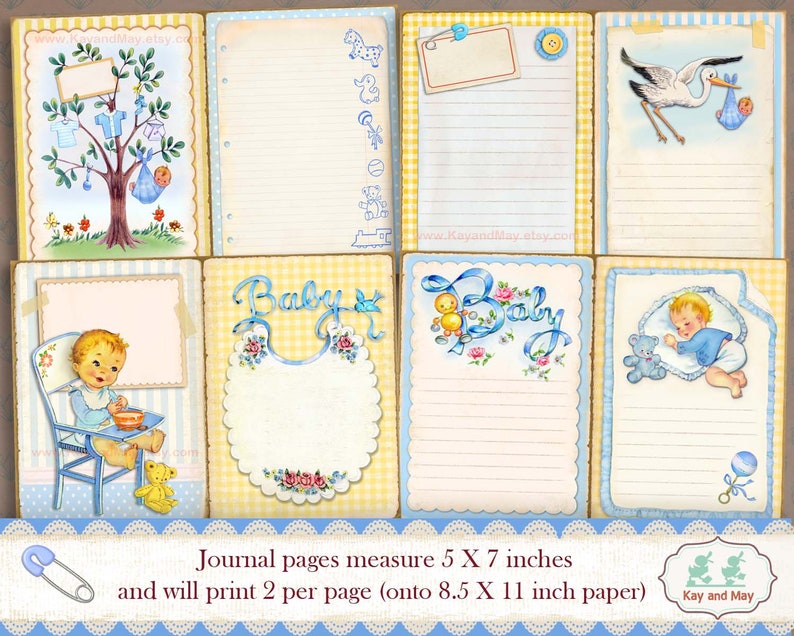BABY journal kit retro baby printable journal pages | Etsy