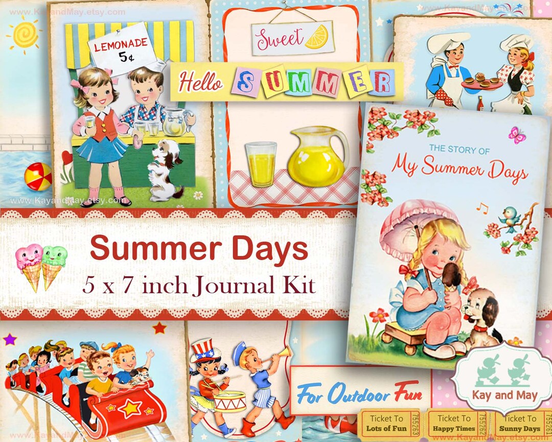 SUMMER Junk Journal Kit, Summer Theme Journal Pages, Summer Diary Book ...