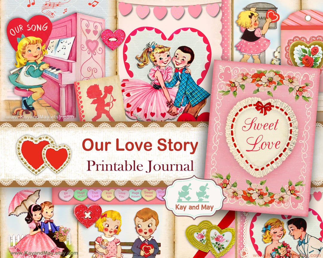 Valentine Love Themed Printable Junk Journal Kit KM-38 (digital ...