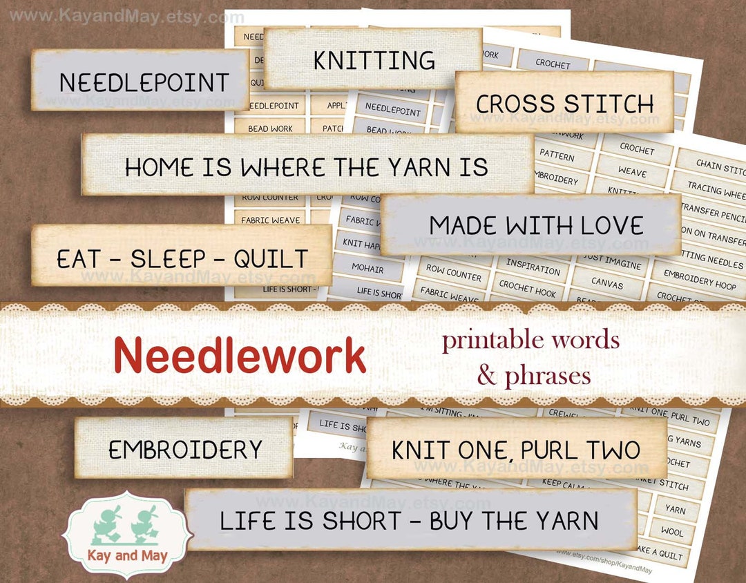 NEEDLEWORK Journal Words - Printable Words & Phrases - Crochet ...