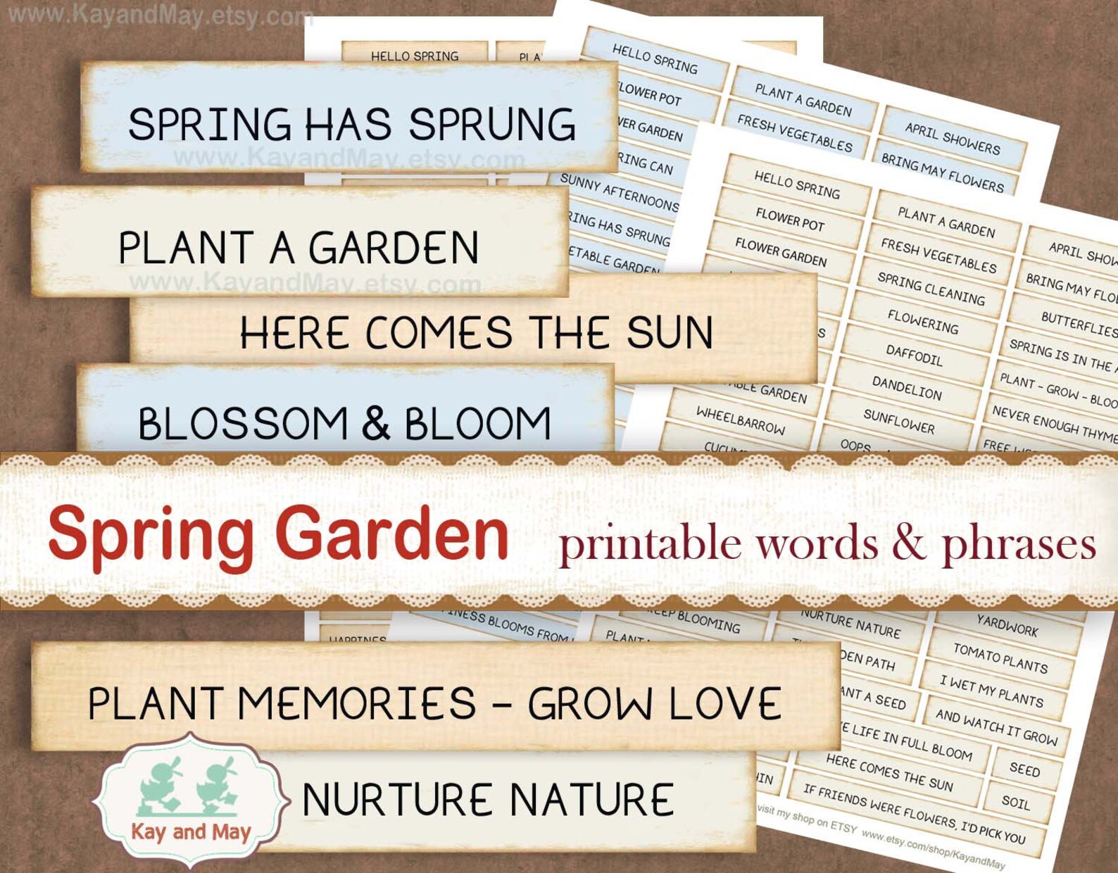 SPRING GARDEN Printable Words & Phrases Garden Theme Spring | Etsy
