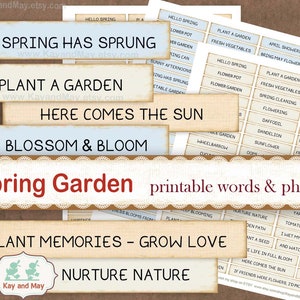 SPRING GARDEN Printable Words & Phrases Garden Theme Spring | Etsy