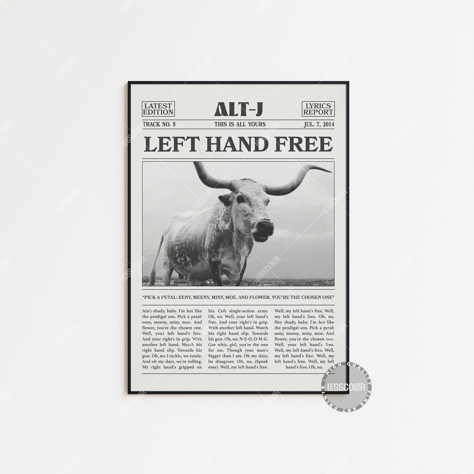 Alt-j Retro Newspaper Print, Left Hand Free Poster, Left Hand Free ...