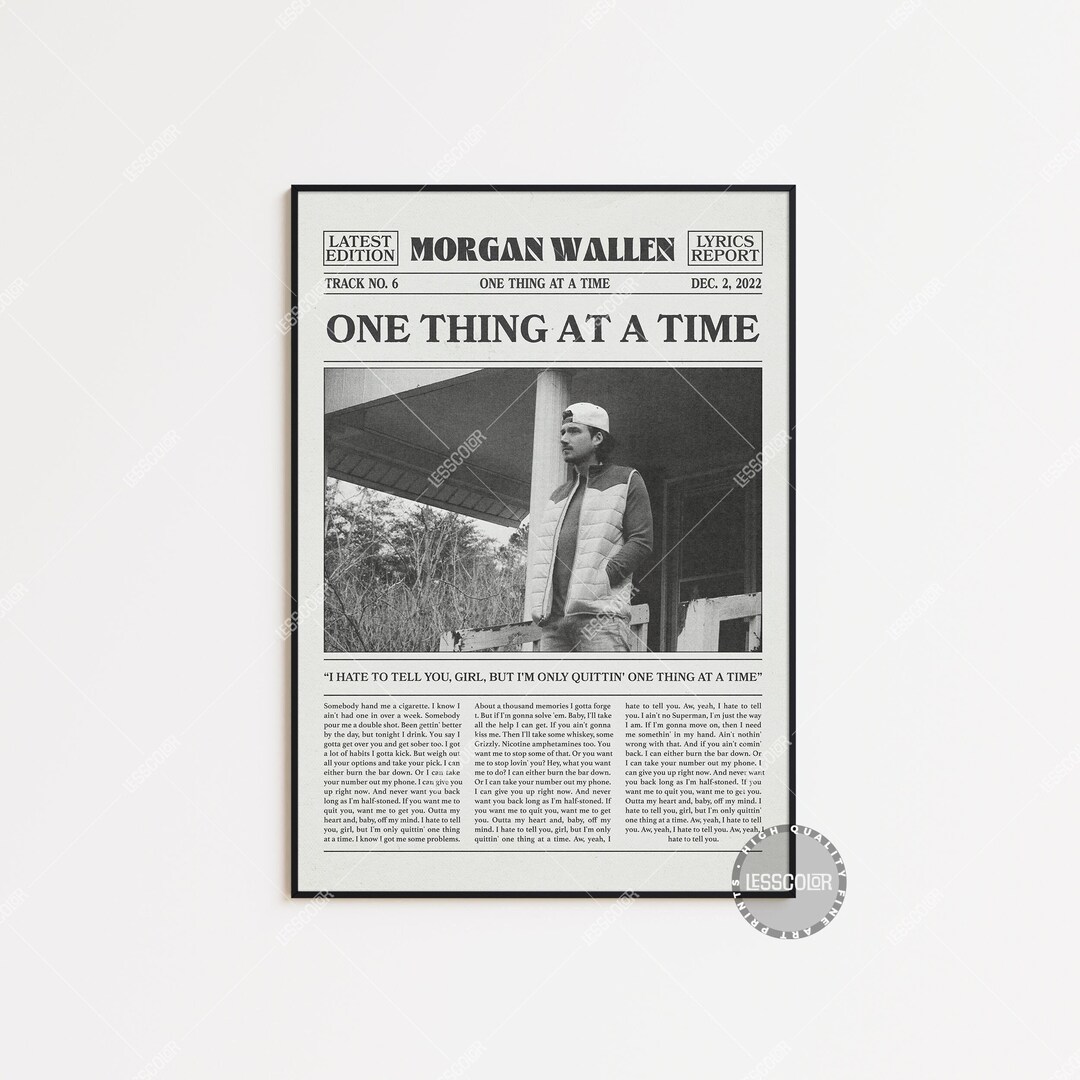Morgan Wallen Retro Newspaper Print, One Thing at a Time Poster, Lyrics ...