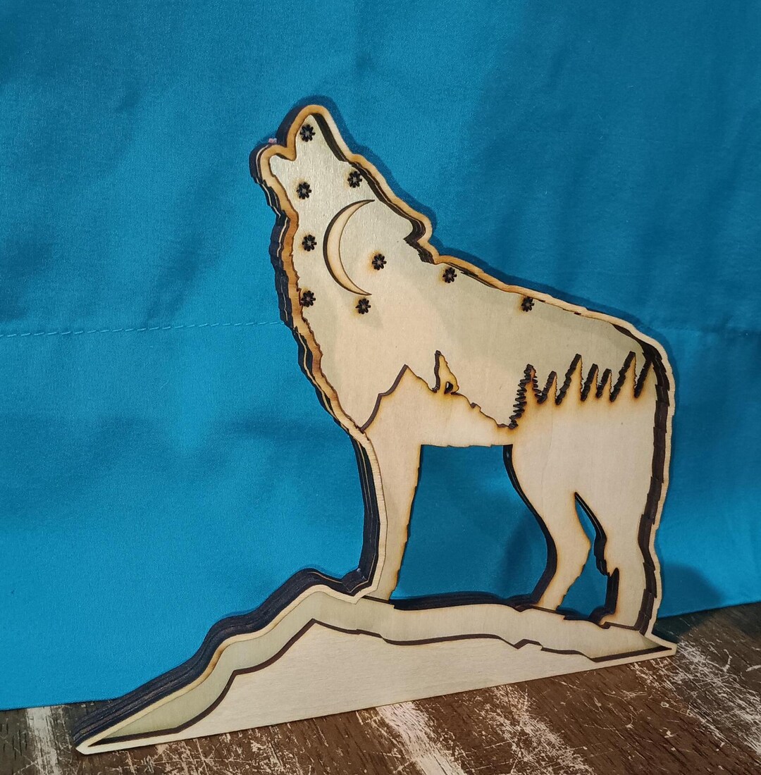 Wood Laser Cut Wolf Decoration - Etsy