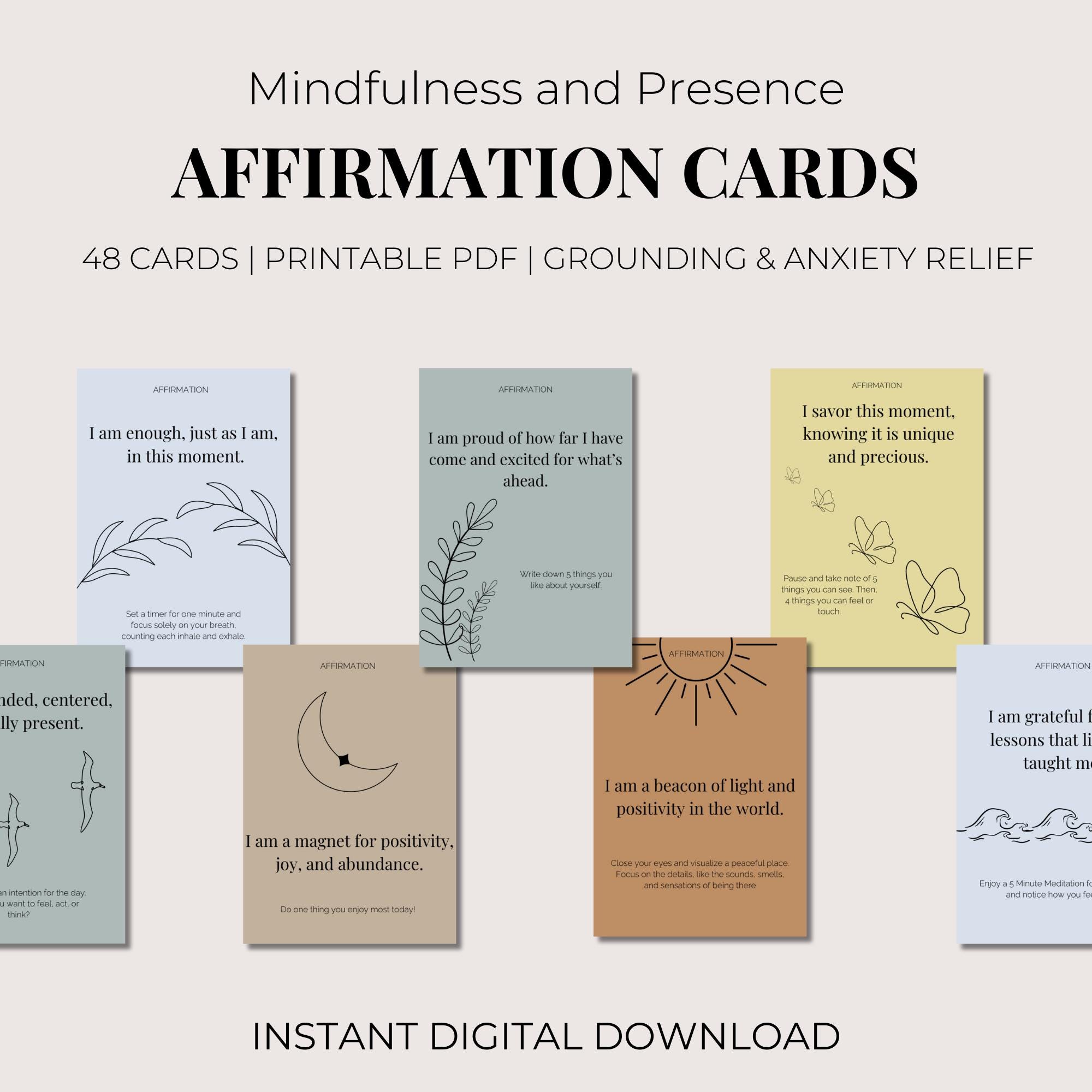 Mindfulness Affirmation Cards: Daily Inspiration, Self-care (PDF) - Etsy
