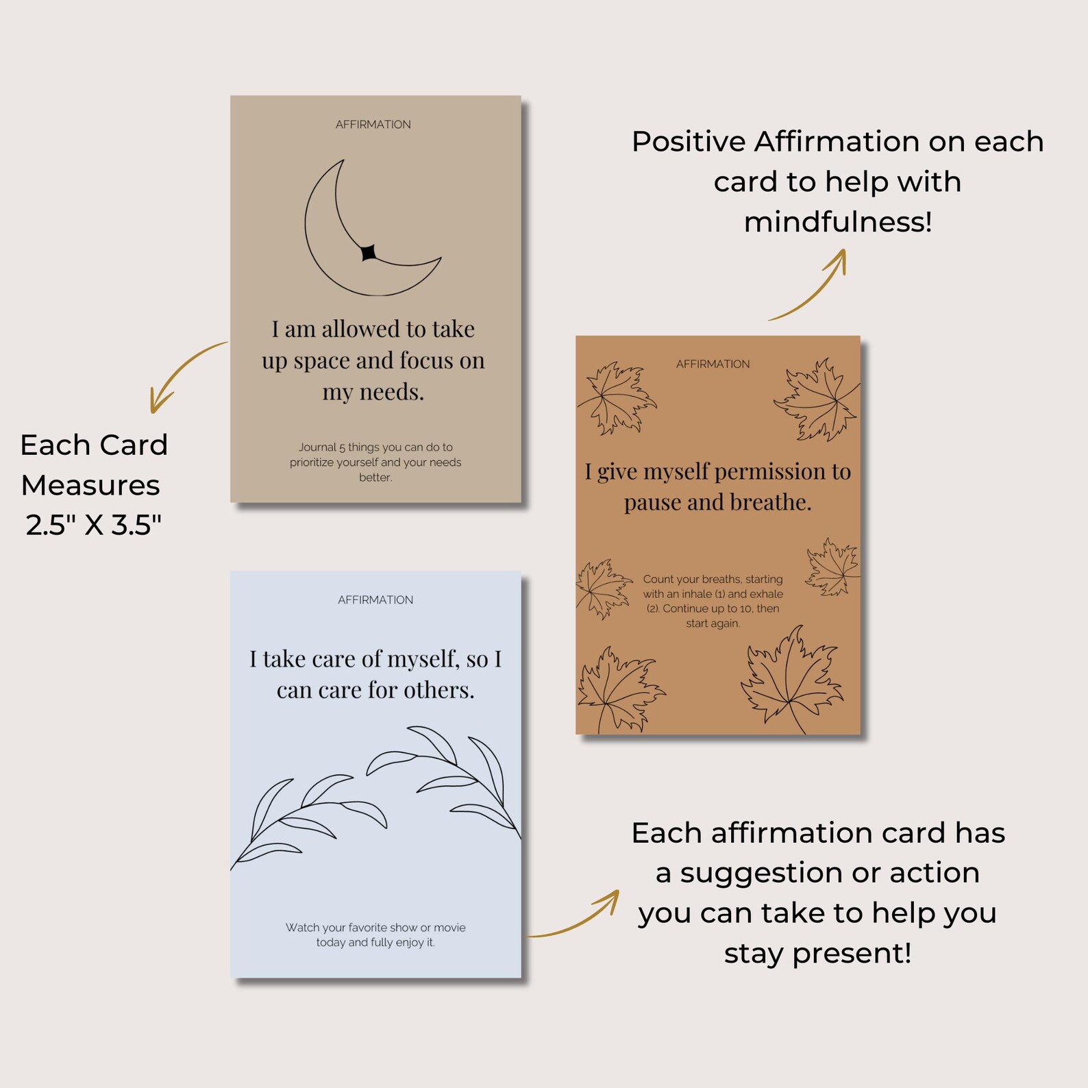 Mindfulness Affirmation Cards: Daily Inspiration, Self-care (PDF) - Etsy